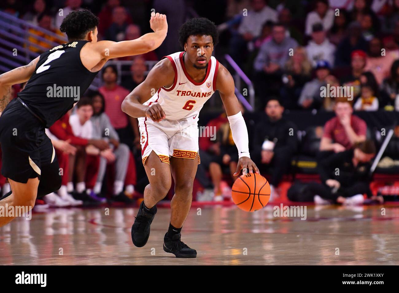 LOS ANGELES, CA - FEBRUARY 17: USC Trojans guard Bronny James (6 ...