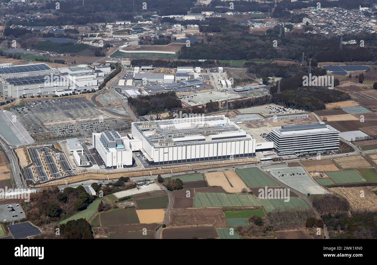 An aerial photo shows a semiconductor factory of TSMC (Taiwan ...