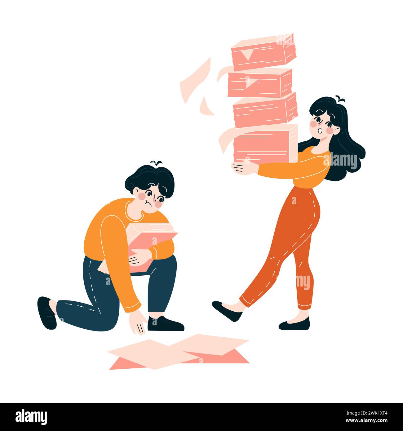 Workload management concept. Two professionals balancing a precarious ...