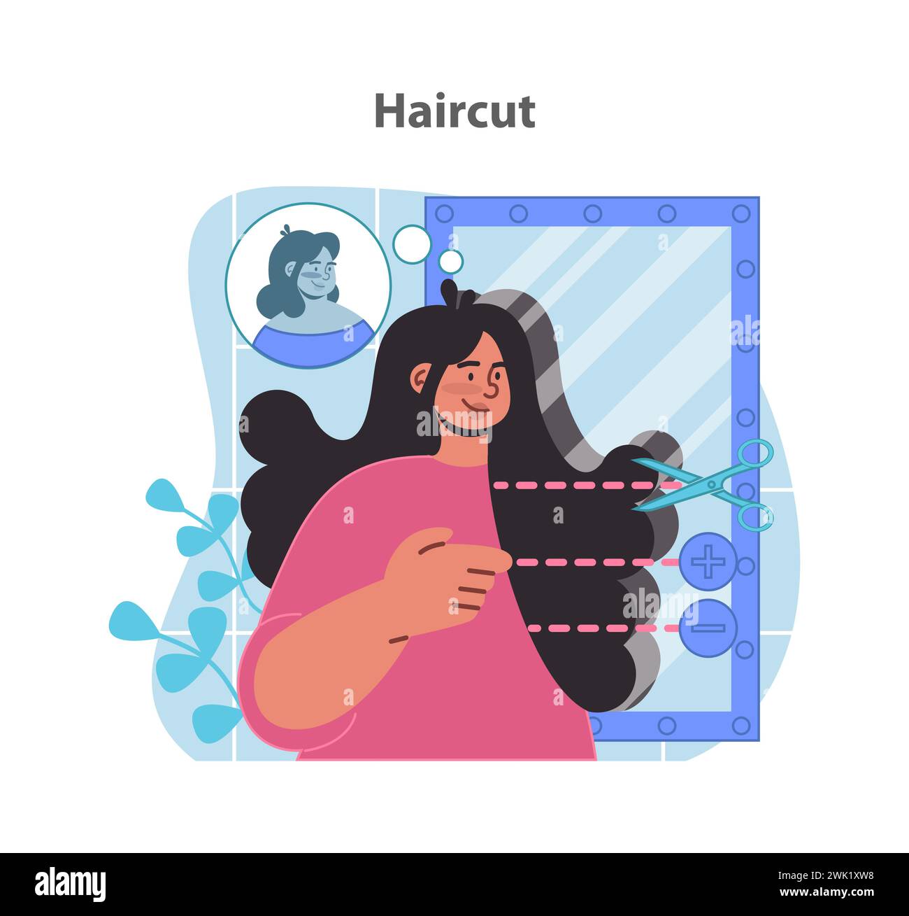 Chic haircut at beauty salon. A happy customer getting a stylish new ...