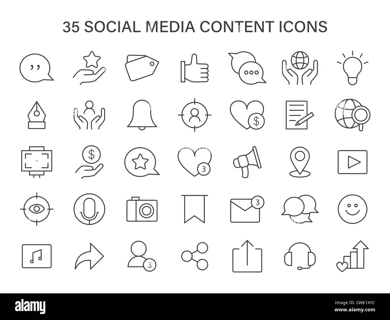 Social Media Content Icons Set Array Of Digital Engagement And Network