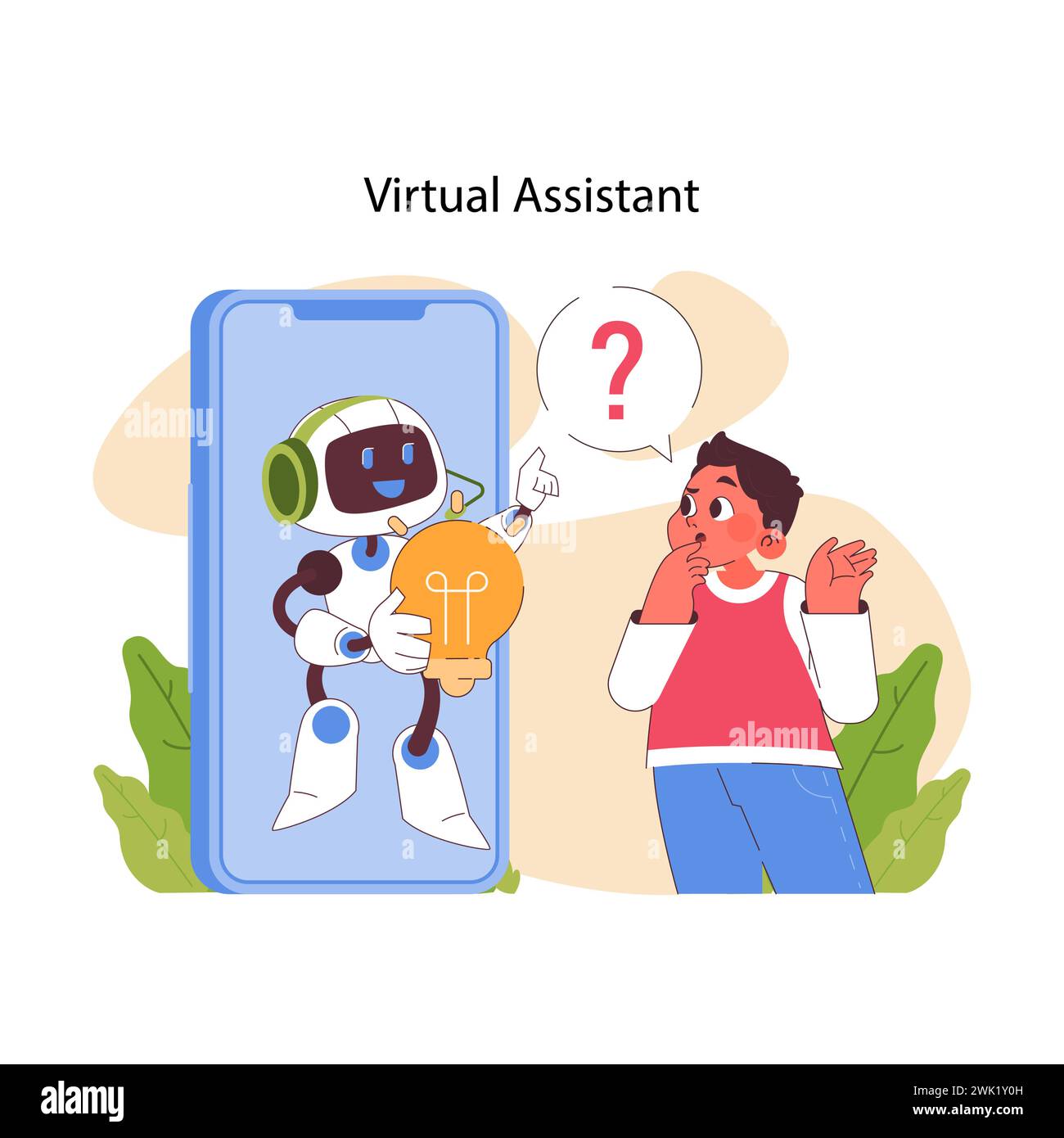 Virtual assistant concept. AI effortlessly provides solutions ...