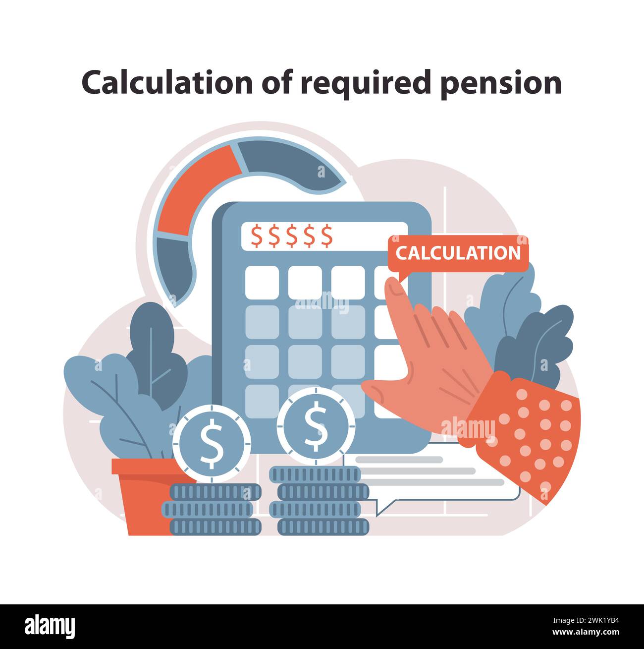 Retirement Calculator concept. Hand calculating necessary retirement ...