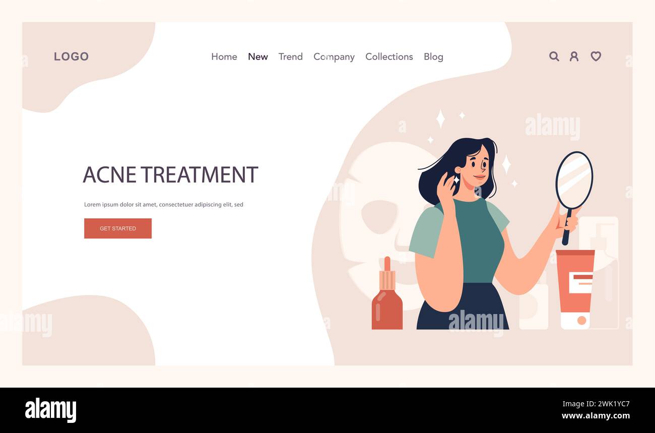 Acne treatment web banner or landing page. Dermatology and cosmetology ...