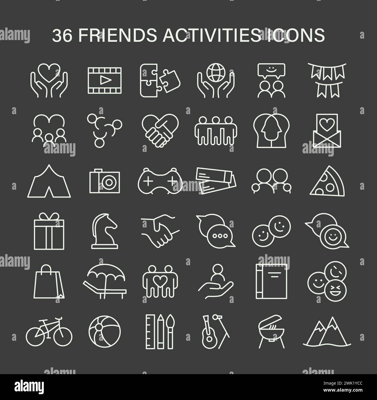 Friends Activities set. Bonding moments and shared experiences. Leisure ...