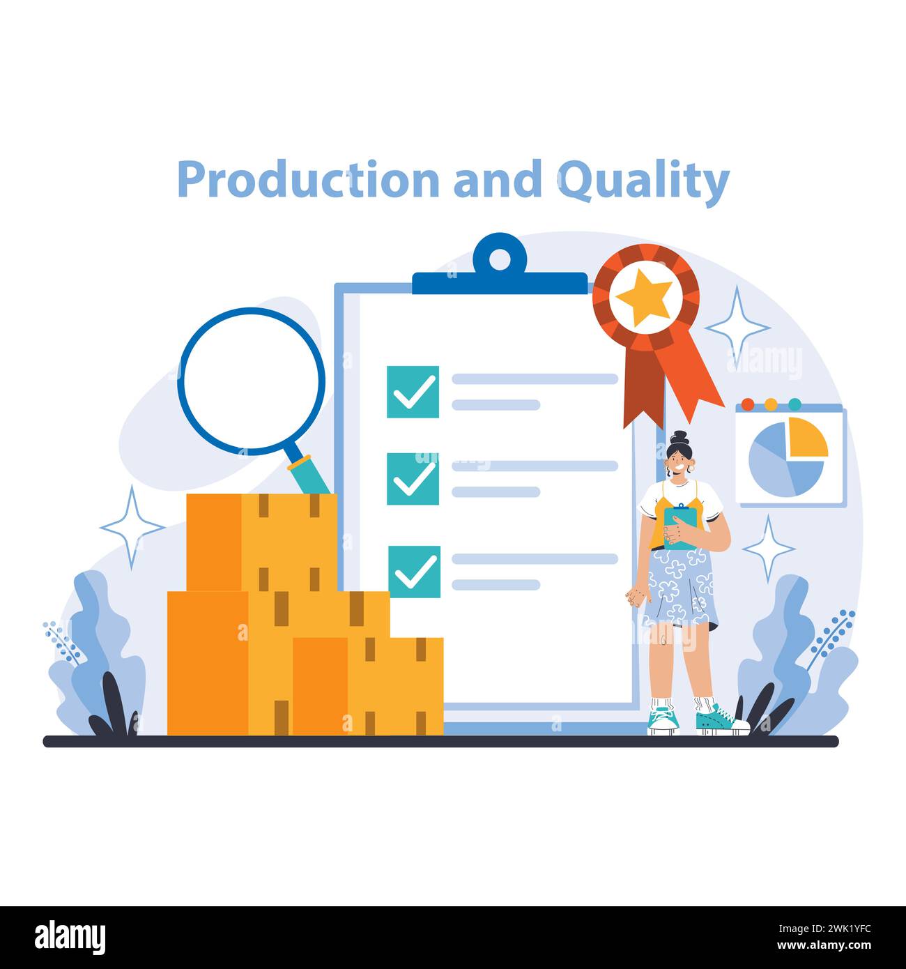 Production and Quality concept. Detail-oriented quality control in ... Production and Quality concept. Detail-oriented quality control in ...