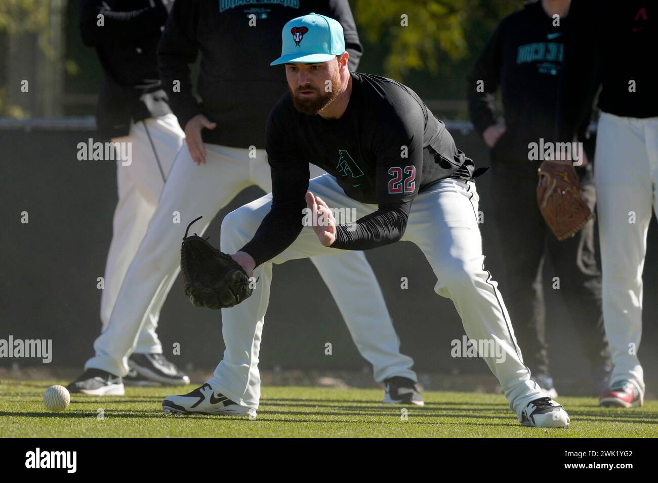 Arizona Diamondbacks pitcher Logan Allen fields a grounder during ...