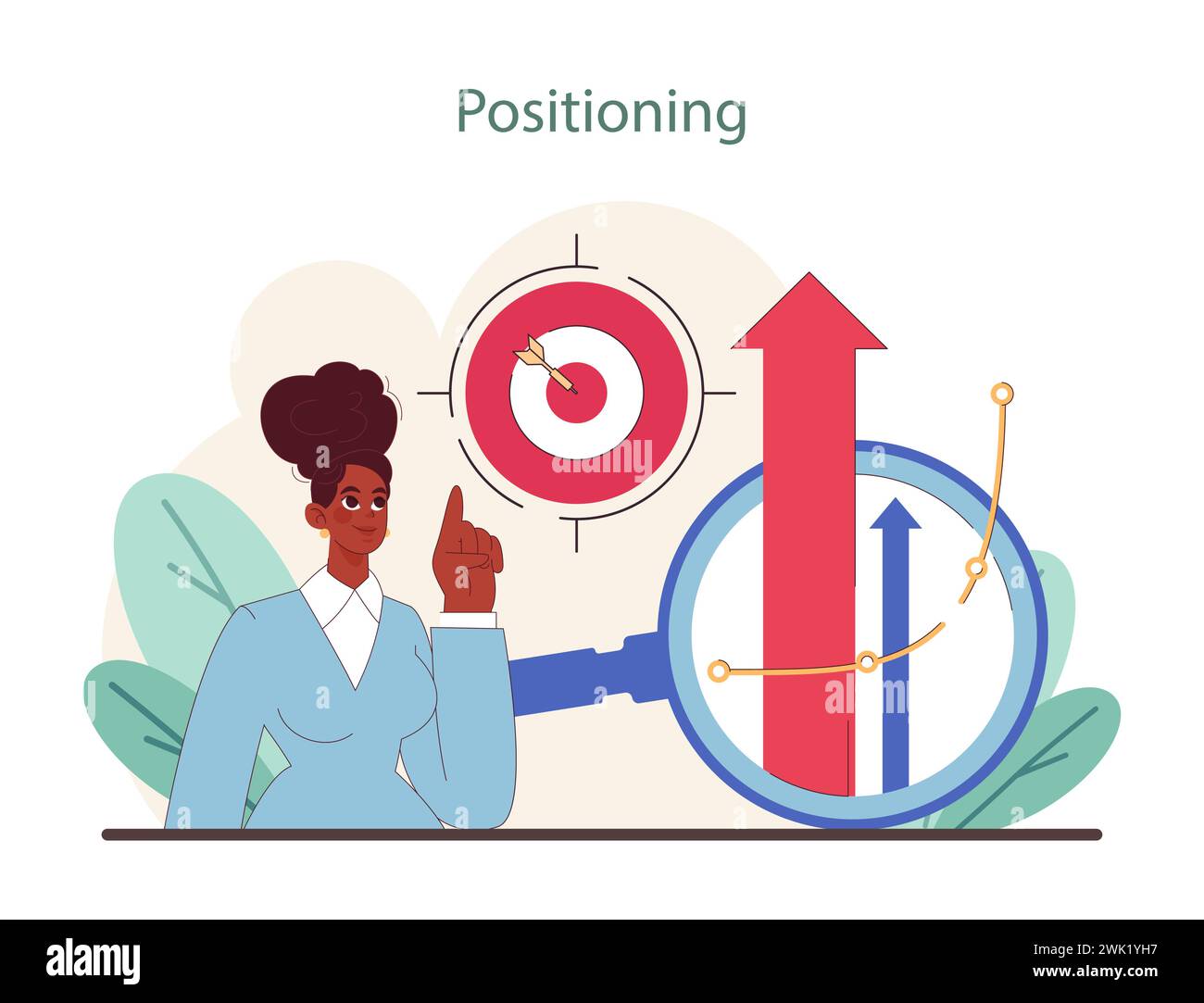 Positioning concept. A marketing expert targets optimal market ...