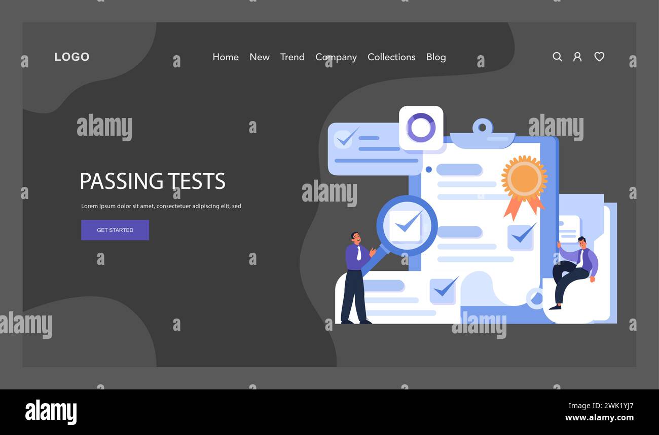 Passing Tests concept. Enthusiastic professionals highlight a completed ...