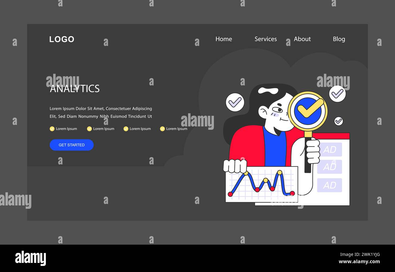 Advertising analytics concept. Evaluating ad performance with a keen ... Advertising analytics concept. Evaluating ad performance with a keen ...