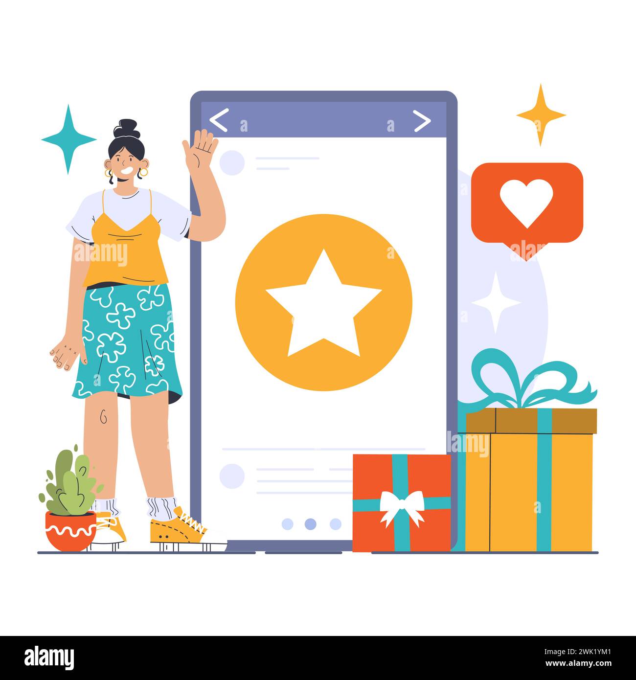 Loyalty reimagined. Cheerful woman engaging with a digital loyalty ...