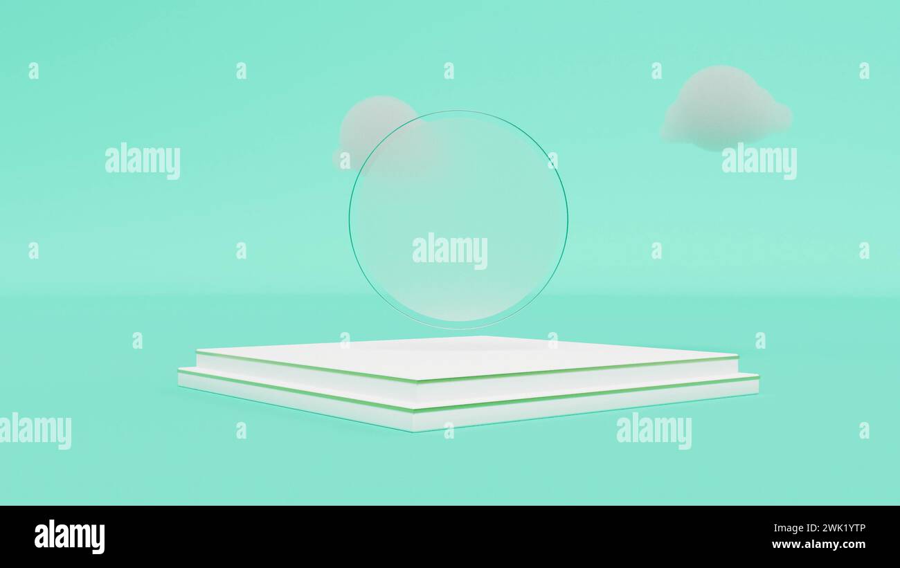 Light blue mockup stage clouds 3d render Stock Photo - Alamy