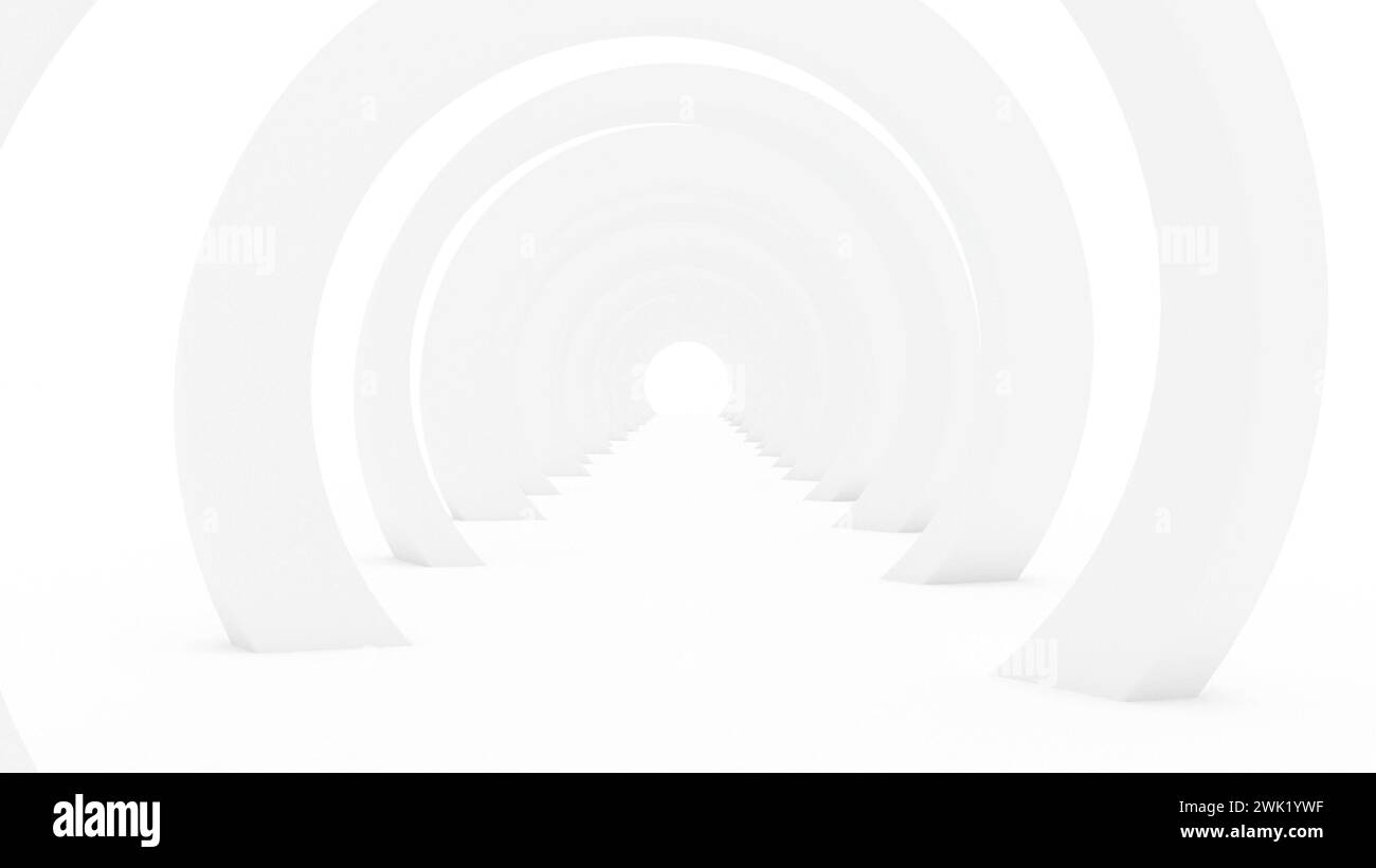 Empty white circle corridor clean mockup 3d render Stock Photo - Alamy