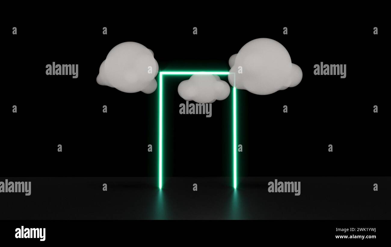 Neon portal cloud color lights change intro 3d render Stock Photo - Alamy