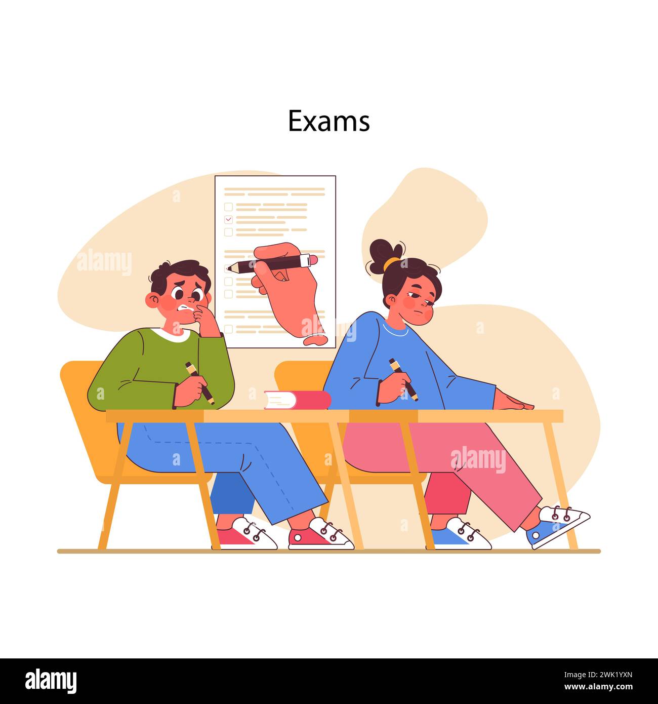 Educational stress concept. Students experience contrasting emotions ...