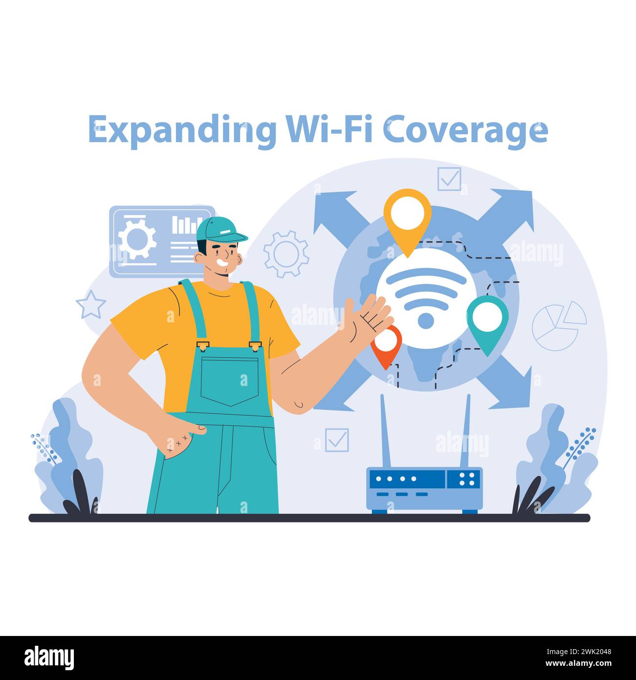 Wi-Fi network. Specialist setting up, developing and maintaining ...