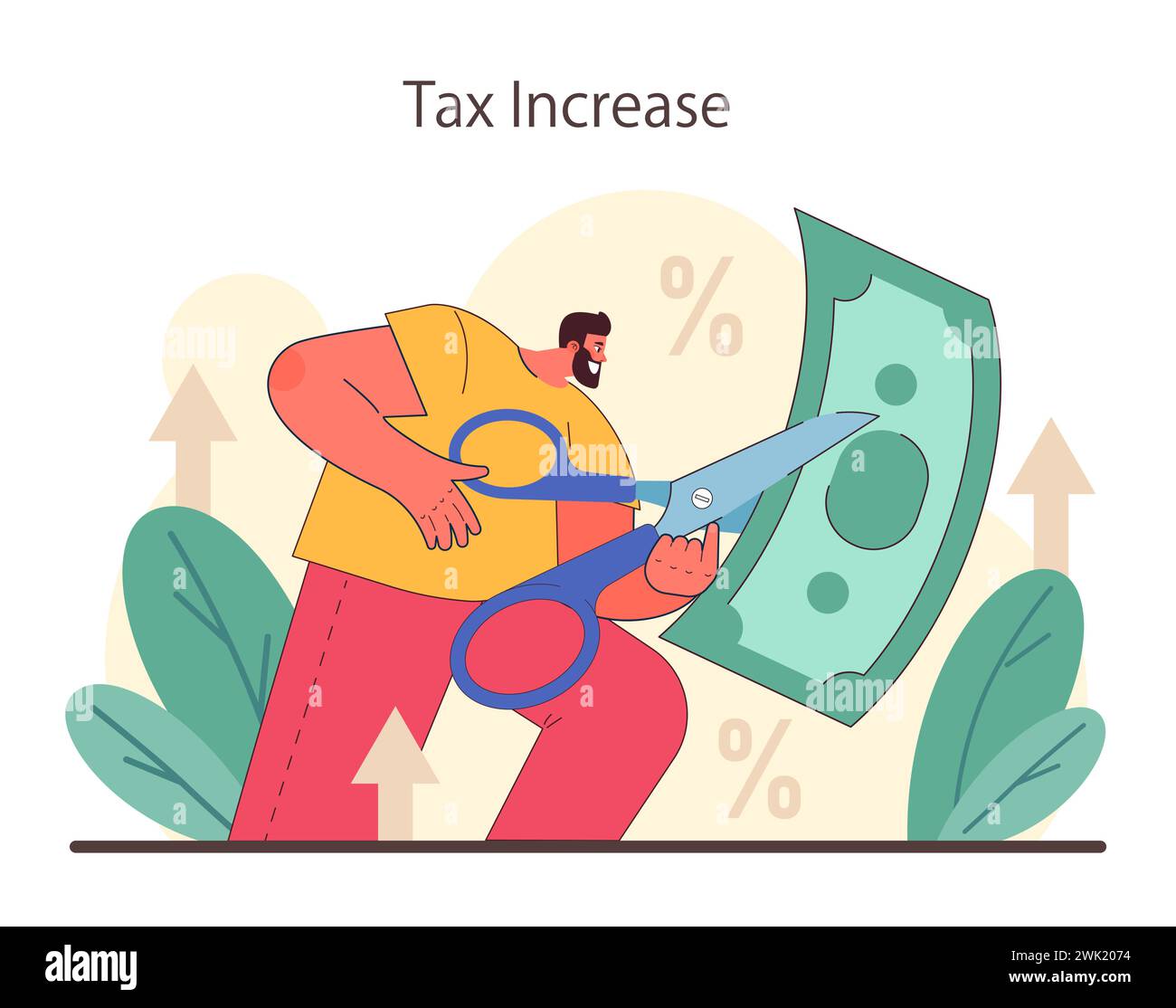 Tax increase. Economics crisis. Growing up prices and value of money decline. Financial ...