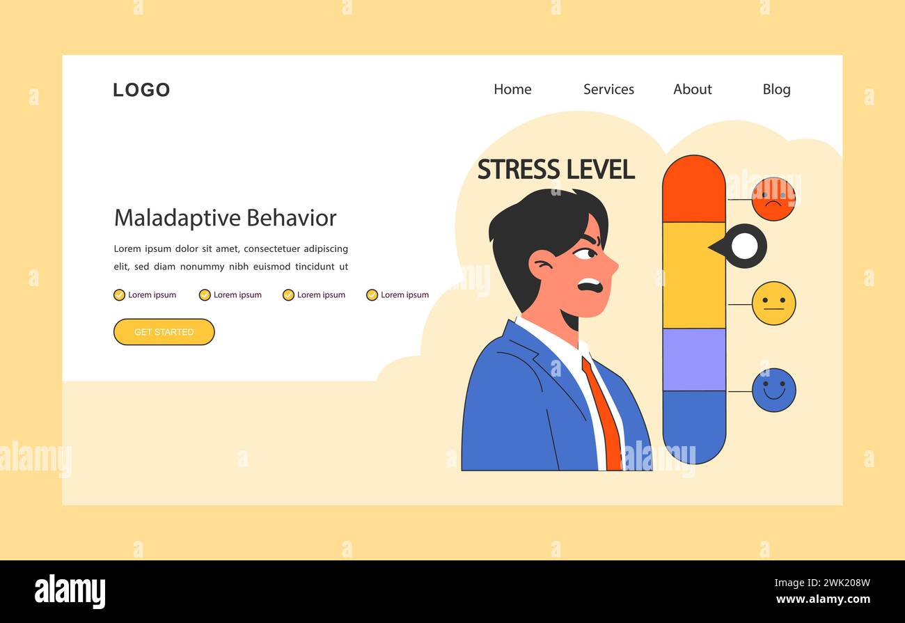 Maladaptive behavior web banner or landing page. Neurosis, chronic ...