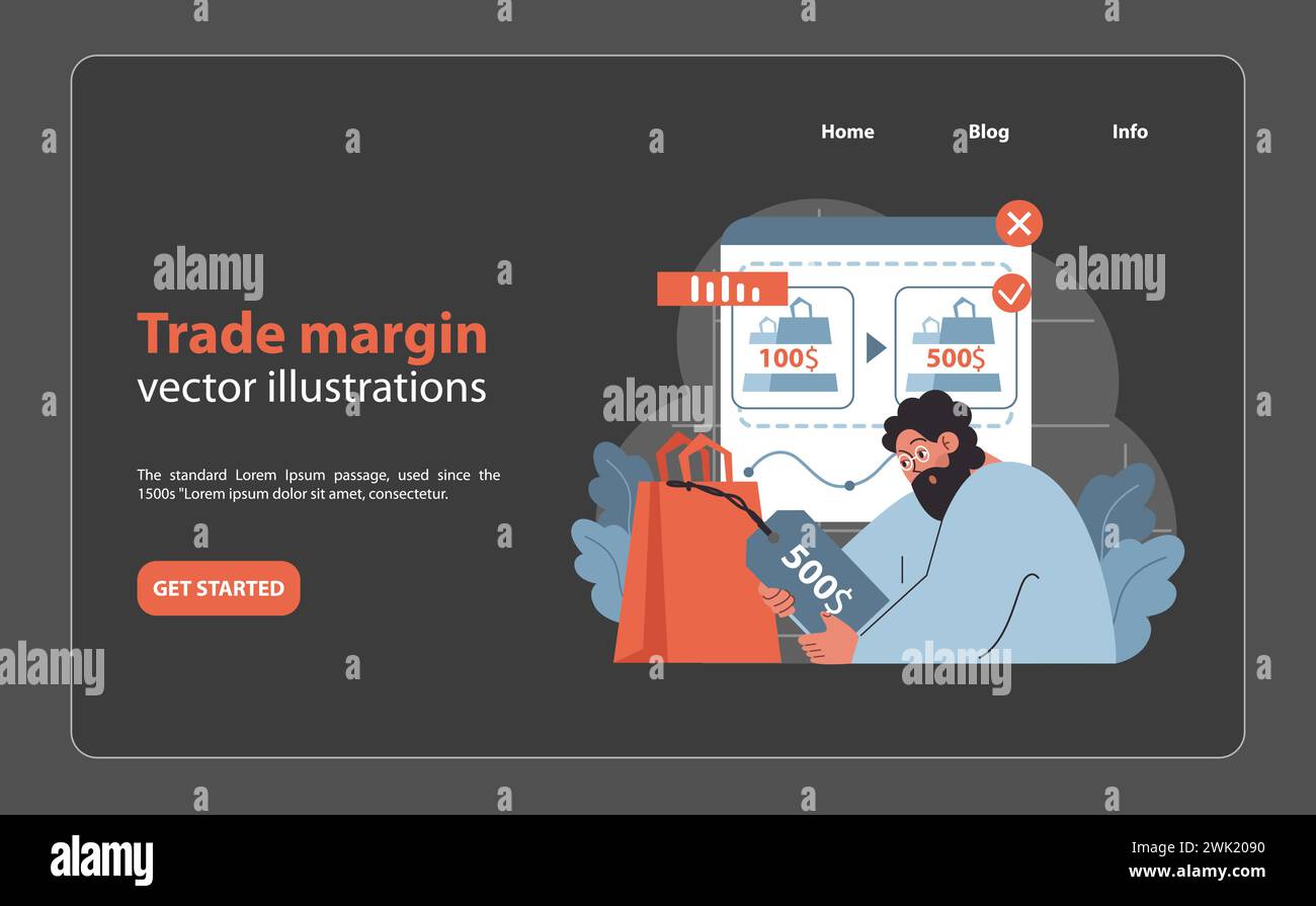 Trade Margin web or landing. A financial concept illustration showing ...