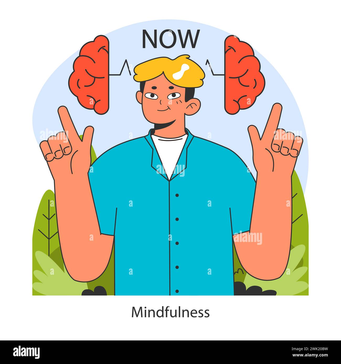 Dopamine fasting concept. Living in the present moment through mindfulness. Boosting cognitive ...