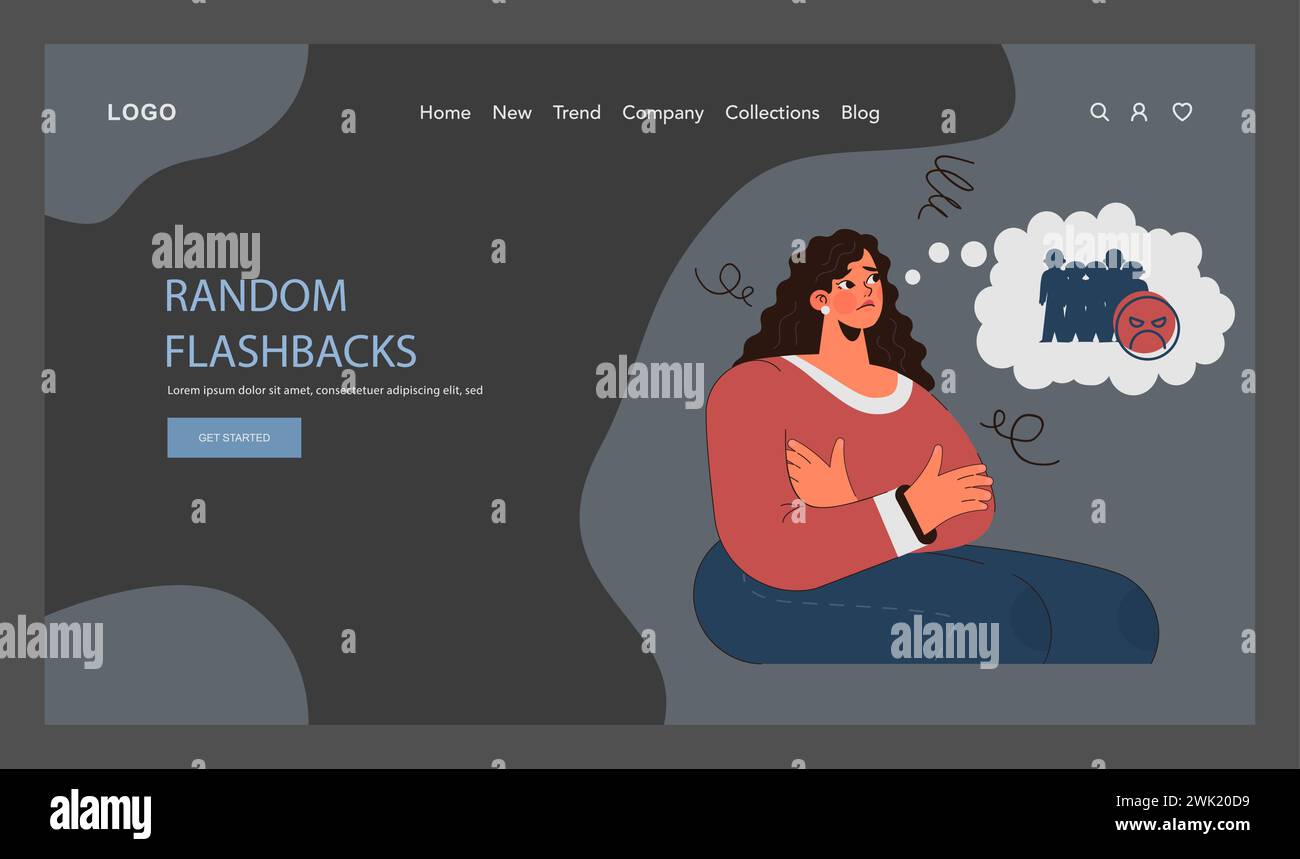 Post traumatic stress disorder web banner or landing page dark or night ...