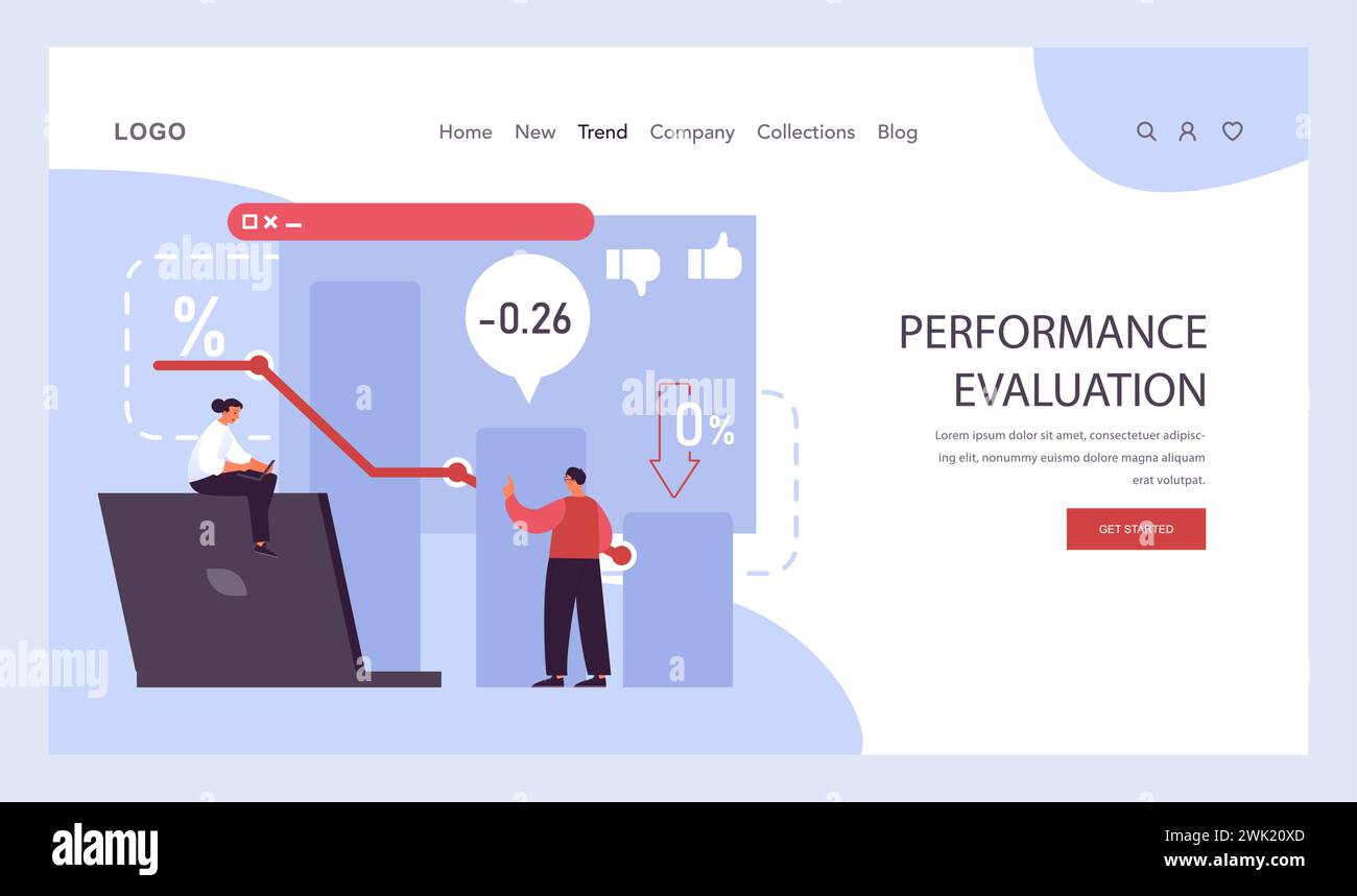 Performance Evaluation concept. Professionals analyzing declining metrics and strategizing for ...