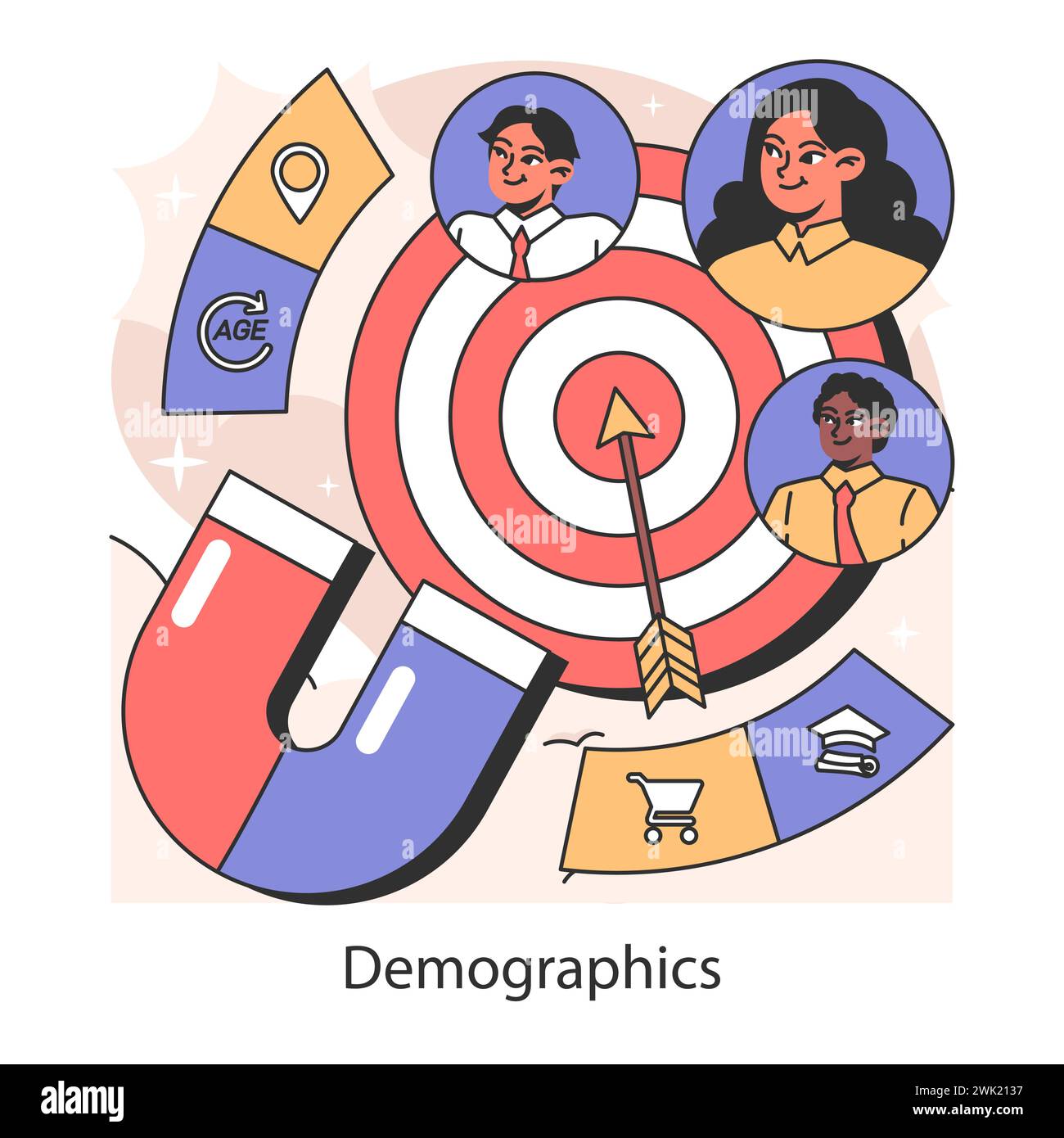 Demographics targeting concept. Precision marketing illustrated with ... Demographics targeting concept. Precision marketing illustrated with ...