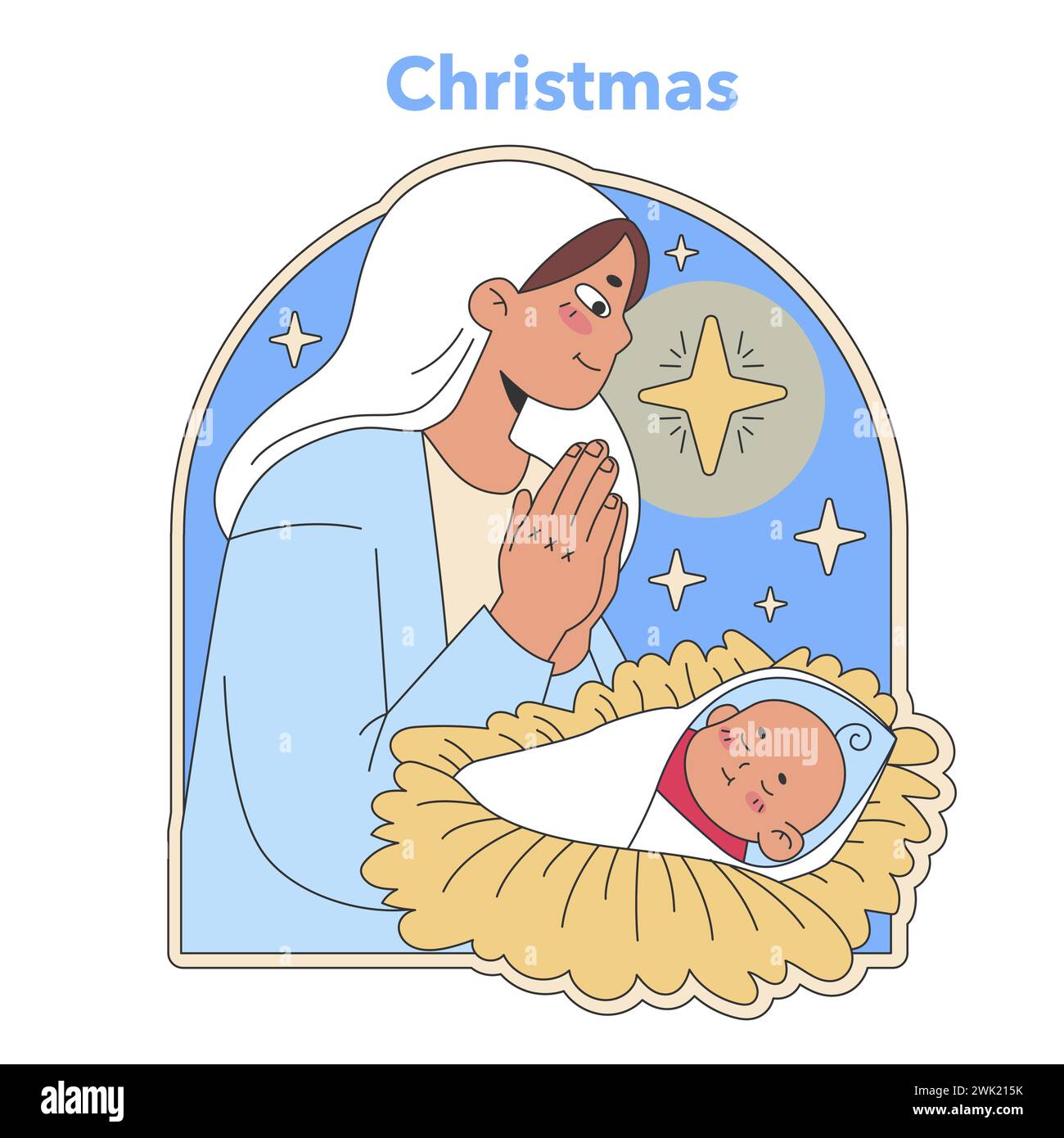 Virgin adoring the child Stock Vector Images - Alamy