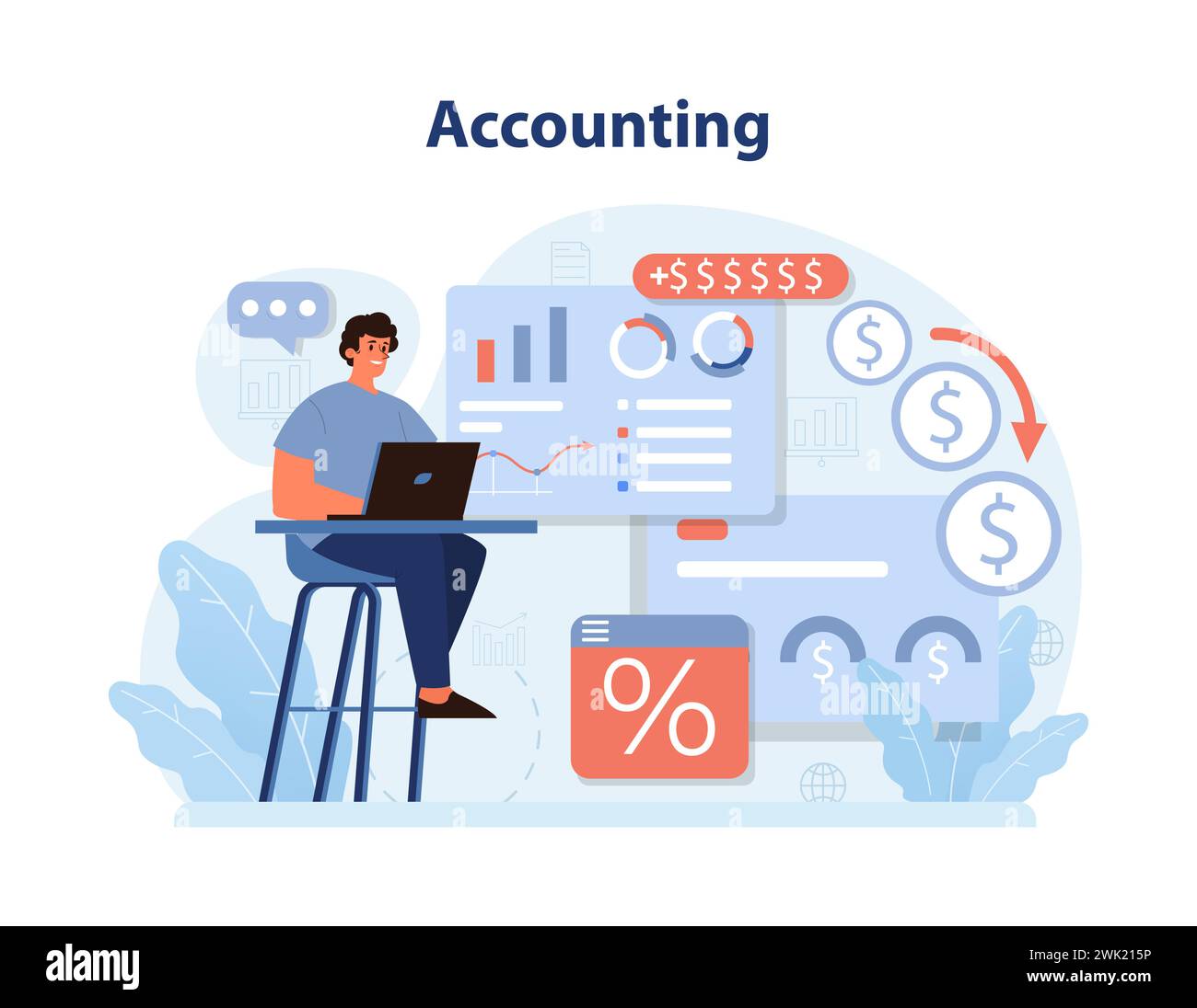 Professional diving into accounting tasks. Man analyzing financial ...