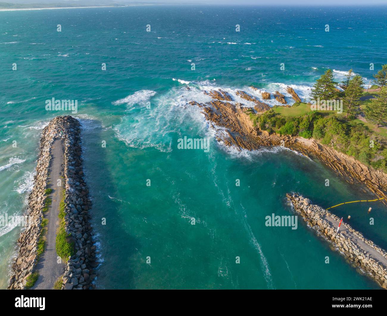 Shoreline with breakwaters aerial hi-res stock photography and images ...