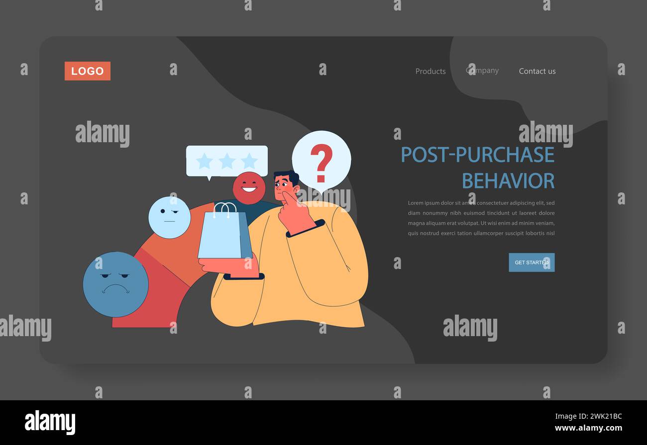 Consumer behavior dark or night mode web, landing. Purchase expectation ...