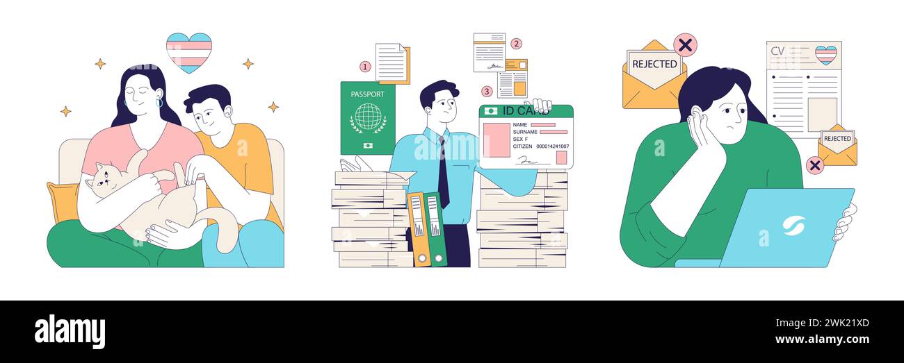 Gender transition pros and cons set. Gender-affirming therapy, positive ...