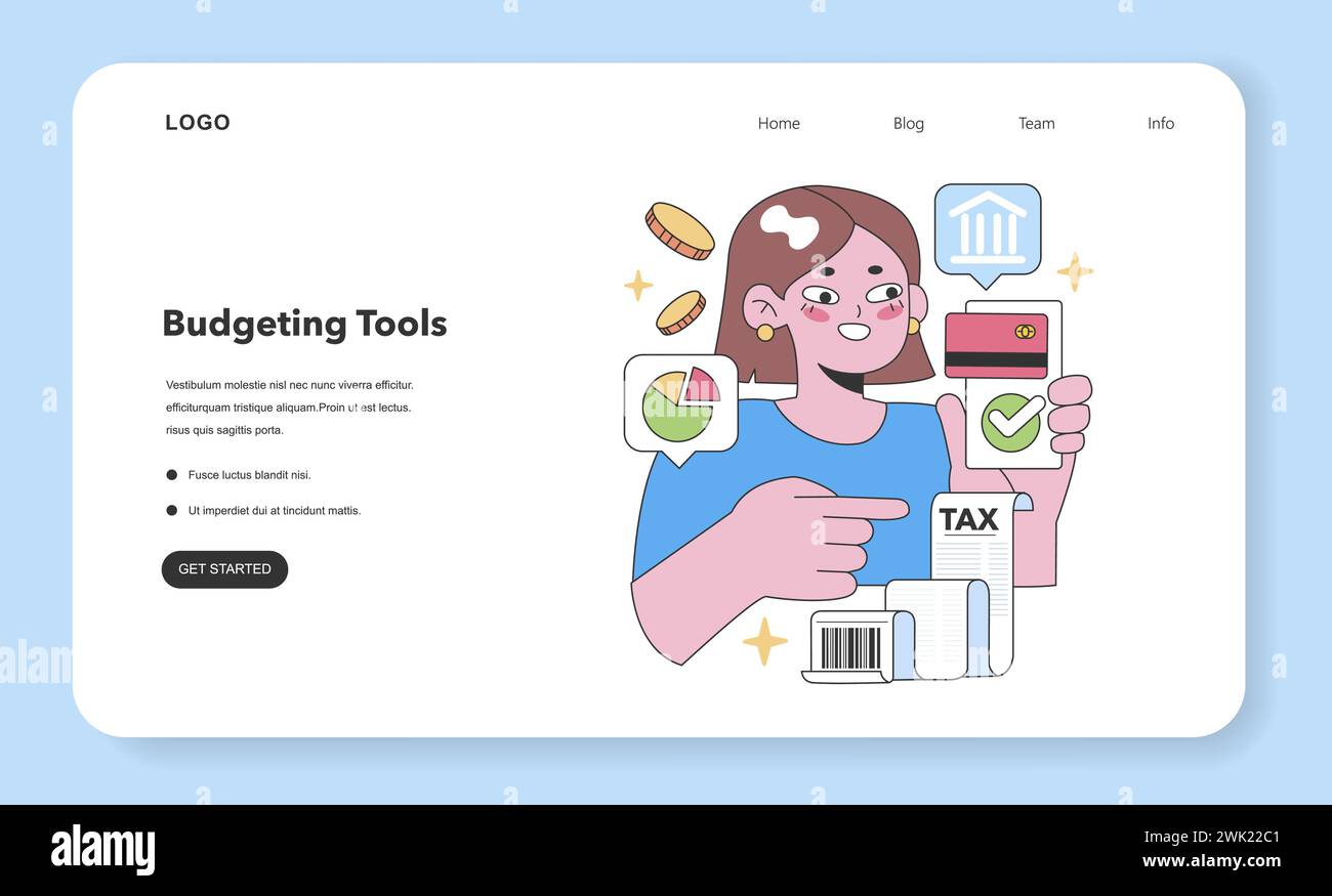 Budgeting Tools concept. Illustrates financial planning using apps for ...