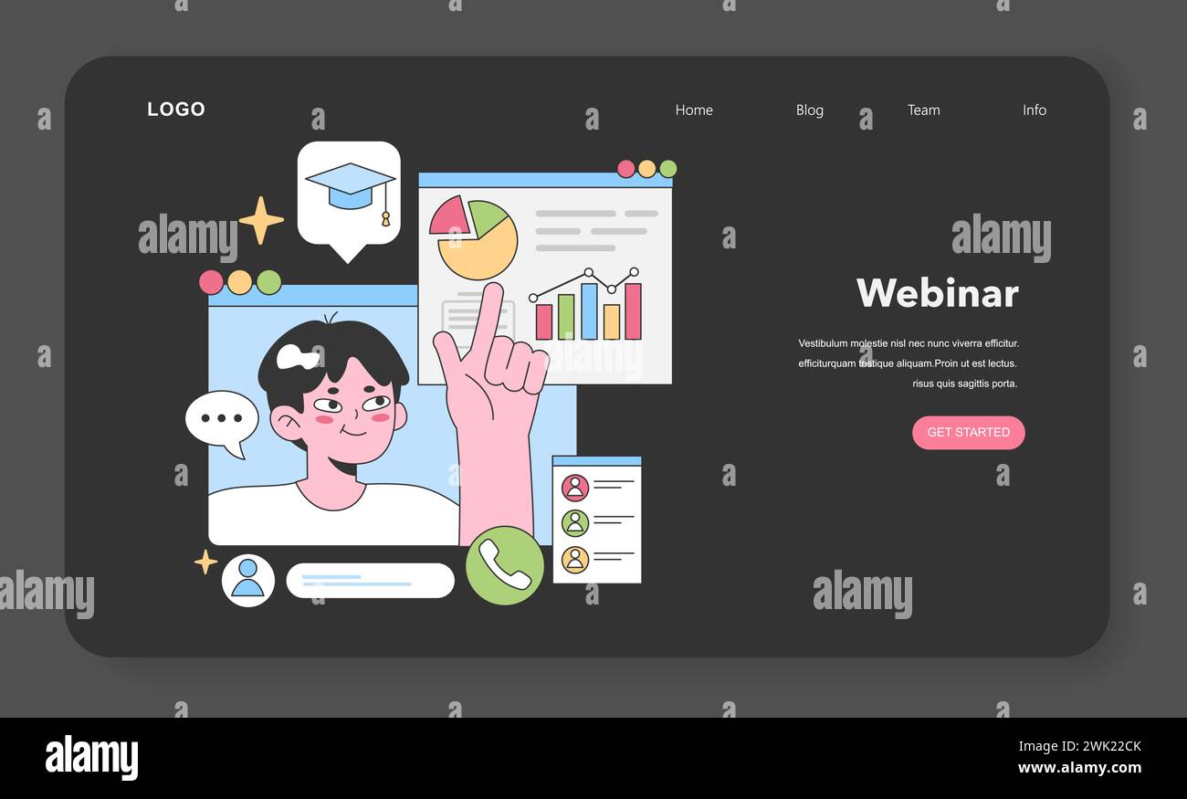 Engaged student participates in an interactive online class, pointing ...