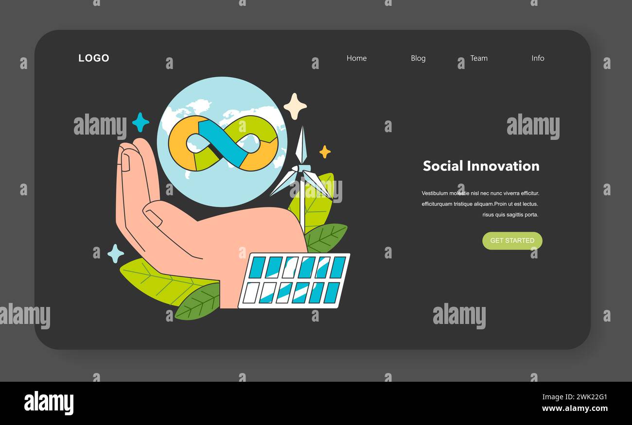 Social entrepreneurship night or dark mode web banner or landing page ...
