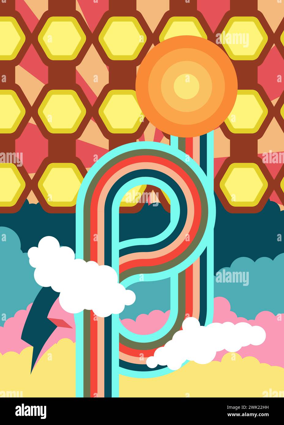 Retro 70s Background. Groovy abstract 1970s art template. Vintage ...