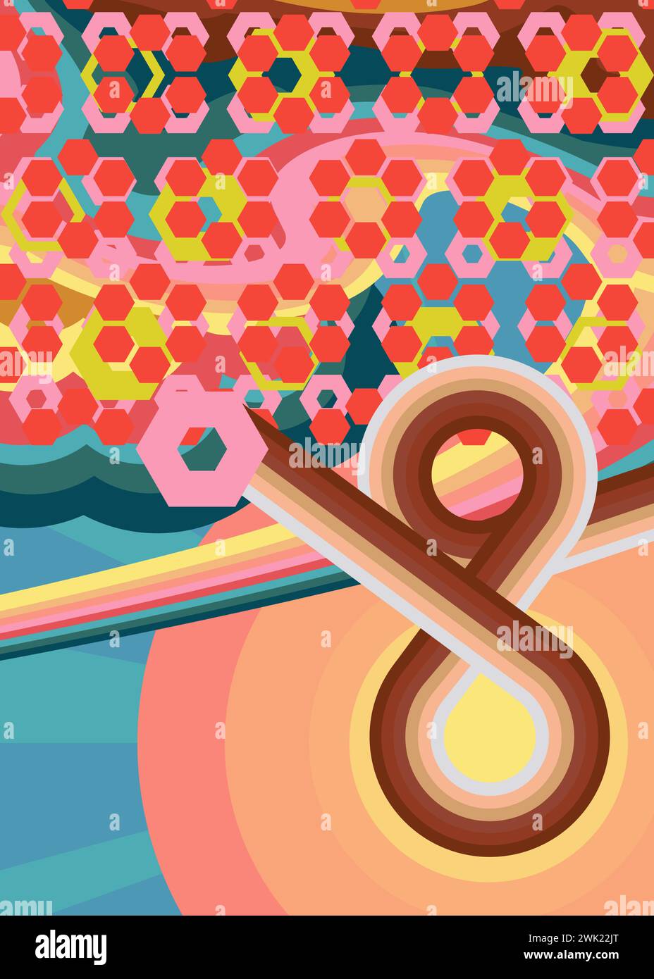 Retro 70s Background. Groovy abstract 1970s art template. Vintage ...