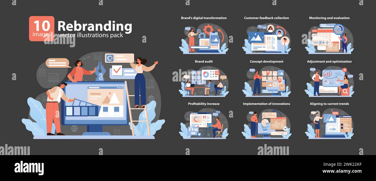 Rebranding Vector Illustrations Pack. A comprehensive visual toolkit ...