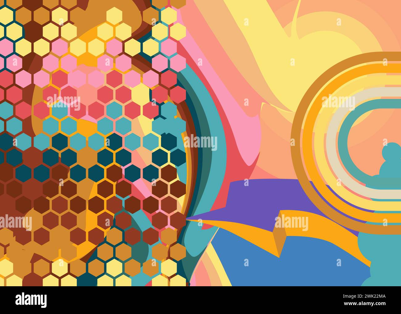 Retro 70s Background. Groovy abstract 1970s art template. Vintage ...