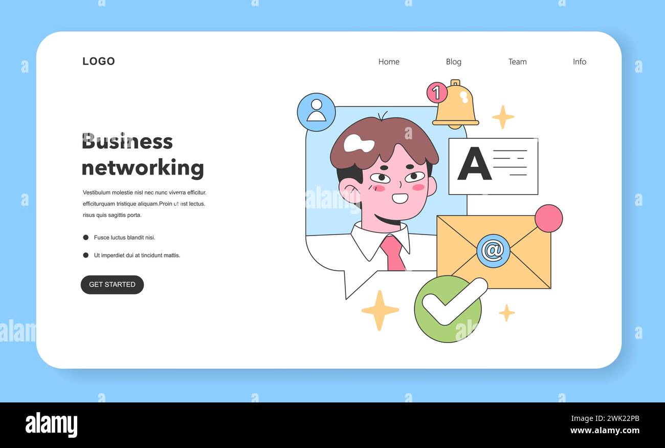 Digital notification concept. Man with webpage elements, new email ...