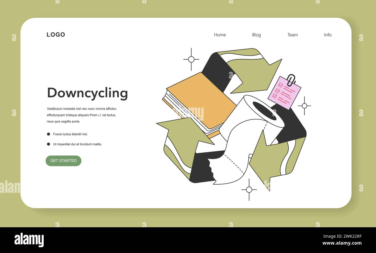 Downcycling process depiction. Recyclable materials like paper and ...