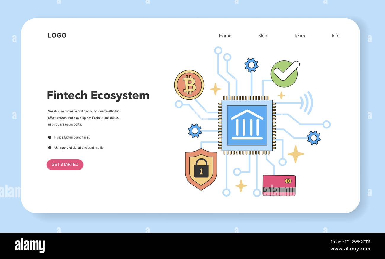 Fintech Ecosystem concept. Integration of banking, blockchain, and ...