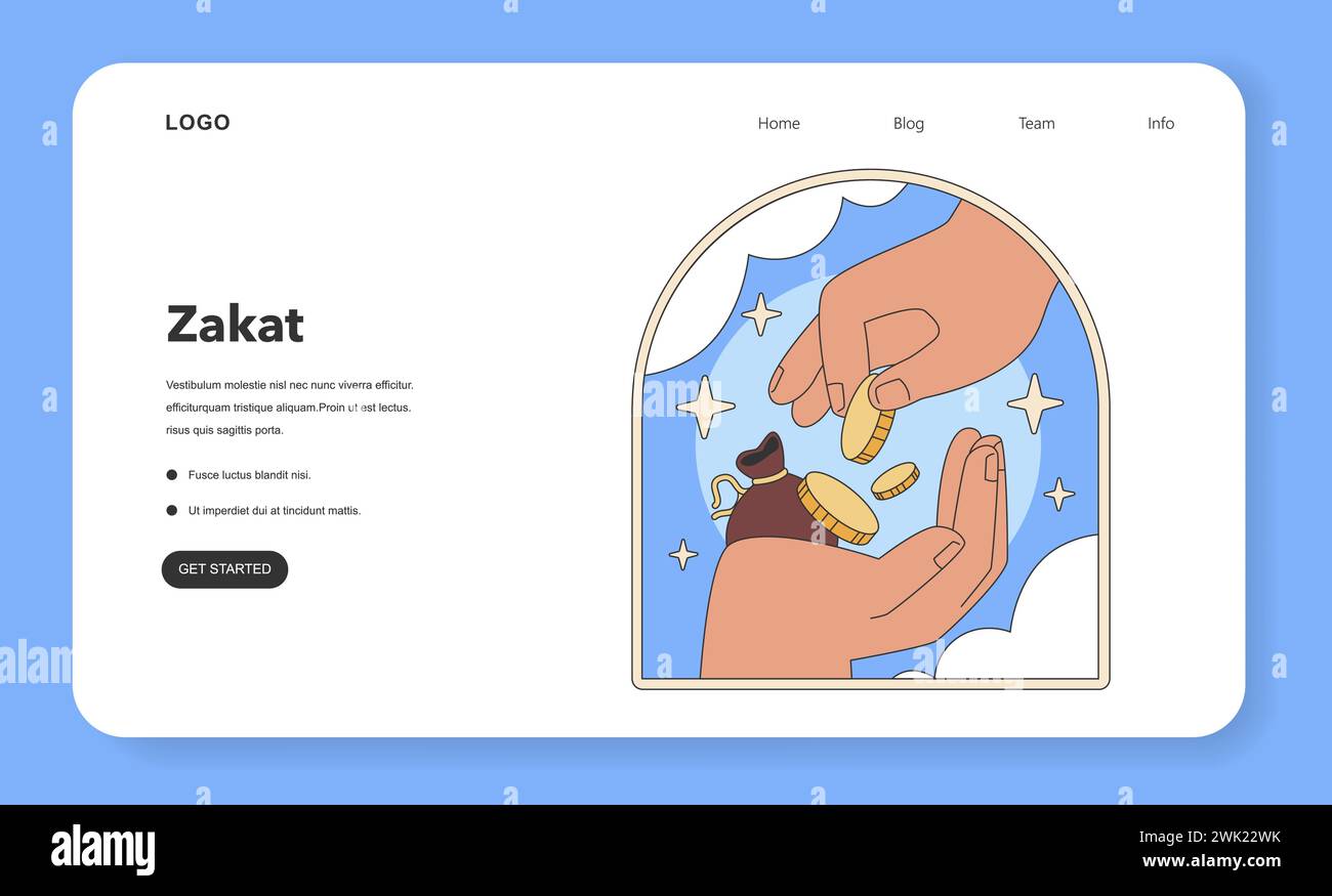 Zakat charity concept depicted with coins handed to the needy ...