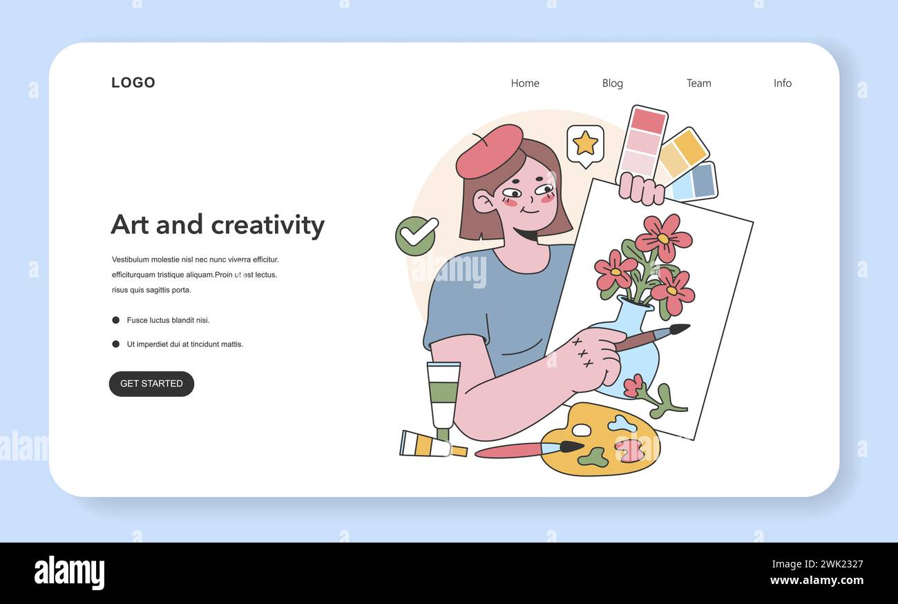 Creative expression captured through an artist painting vibrant flowers ...