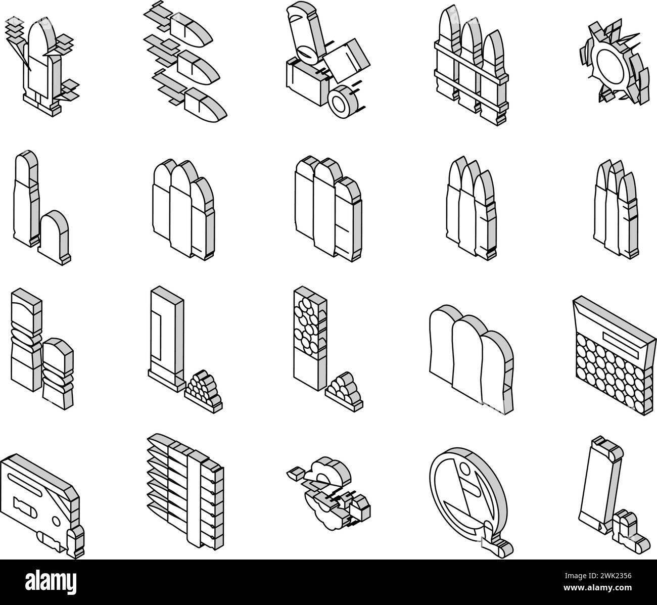 Bullet Ammunition Collection isometric icons set vector Stock Vector ...
