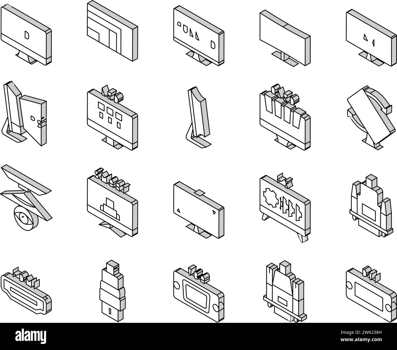 Computer Pc Monitor Collection isometric icons set vector Stock Vector Image & Art - Alamy
