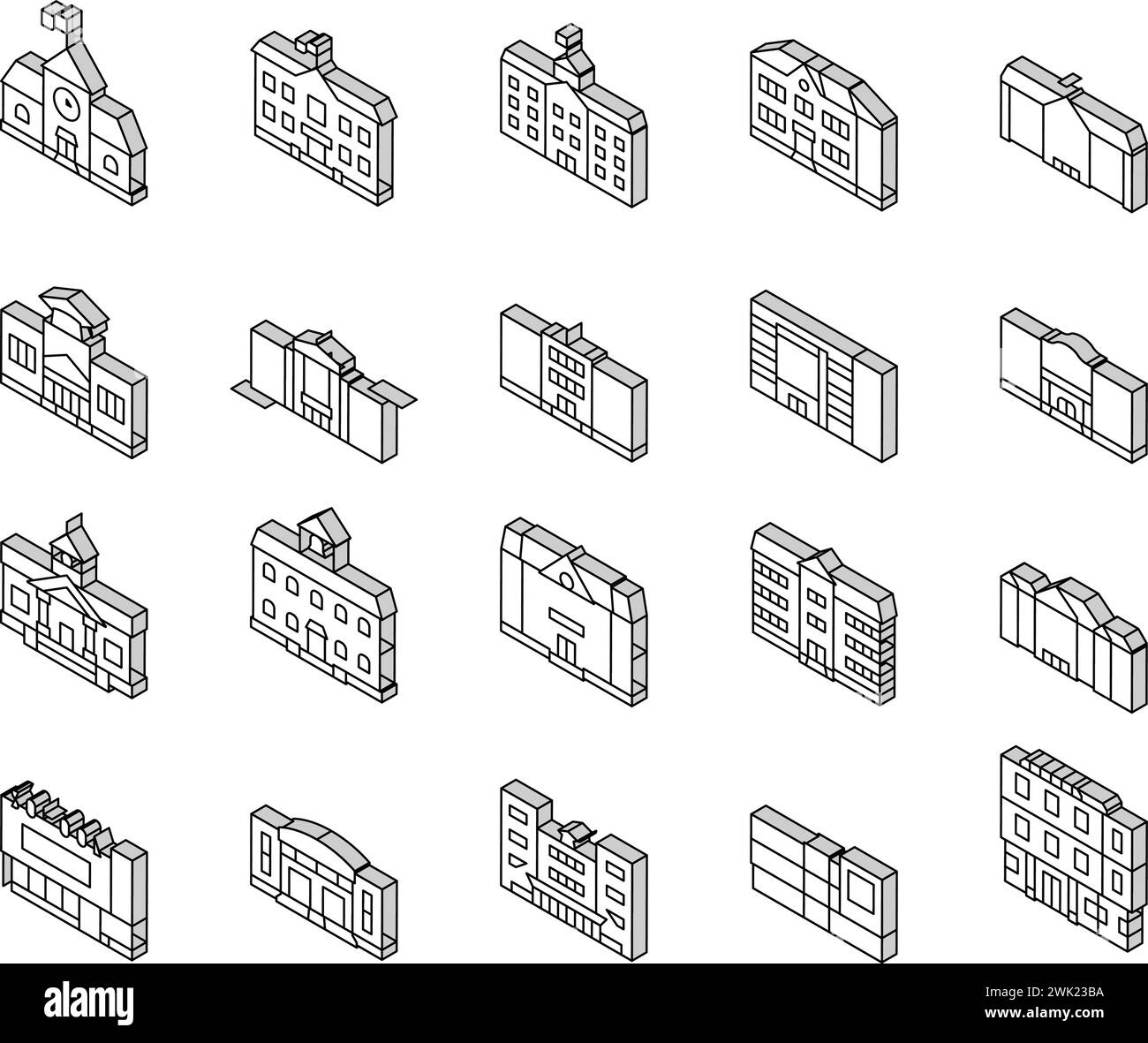 building school exterior modern isometric icons set vector Stock Vector ... building school exterior modern isometric icons set vector Stock Vector ...