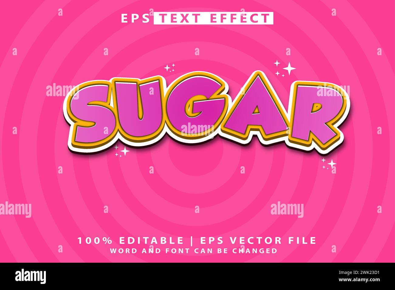 Editable Sugar 3d text style Stock Vector Image & Art - Alamy
