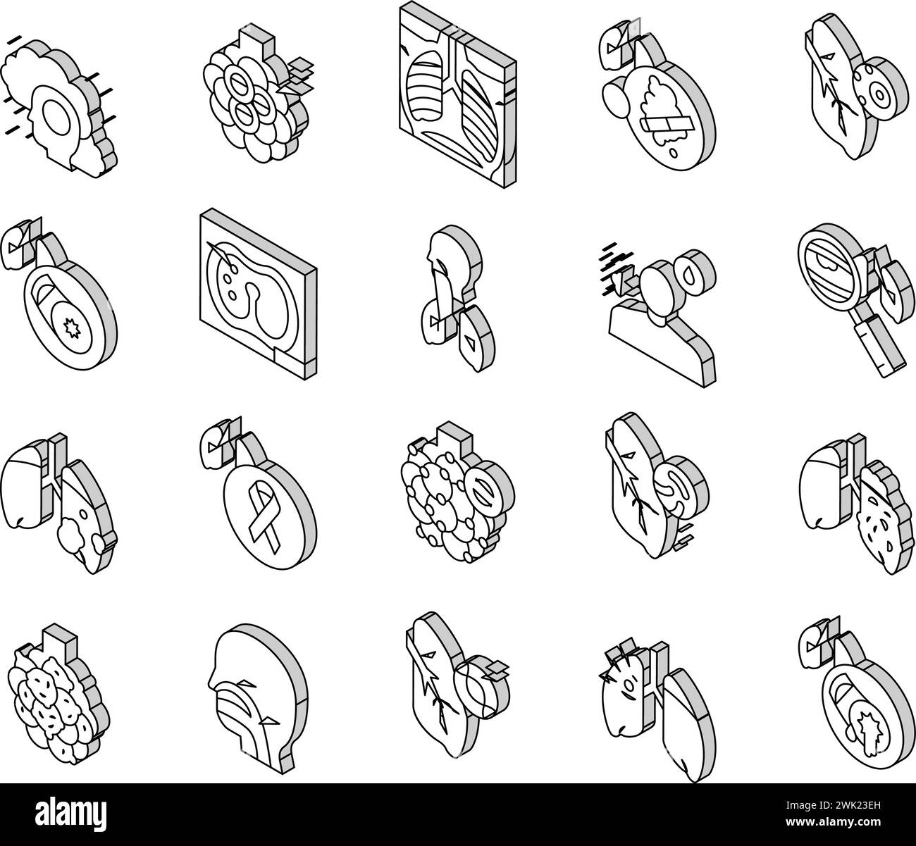 Respiratory Disease Collection isometric icons set vector Stock Vector ...