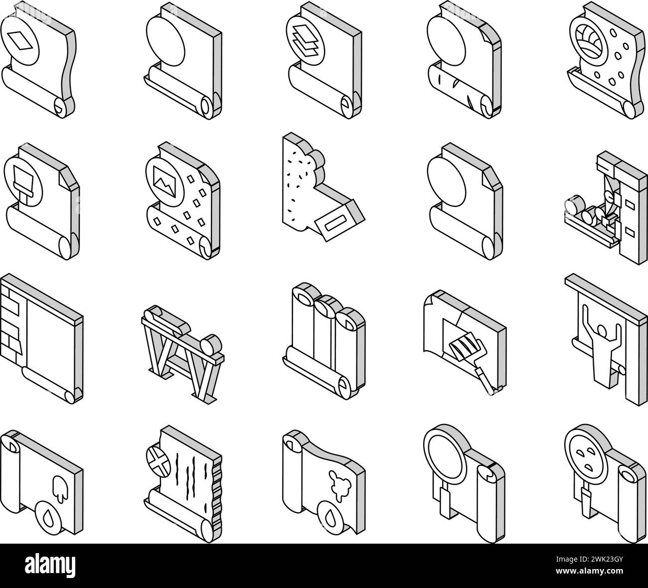 Wallpaper Interior Collection Isometric Icons Set Vector Stock Vector Image And Art Alamy